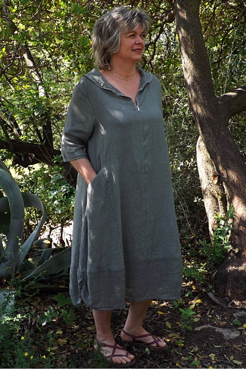 Robe longue en lin originale kaki