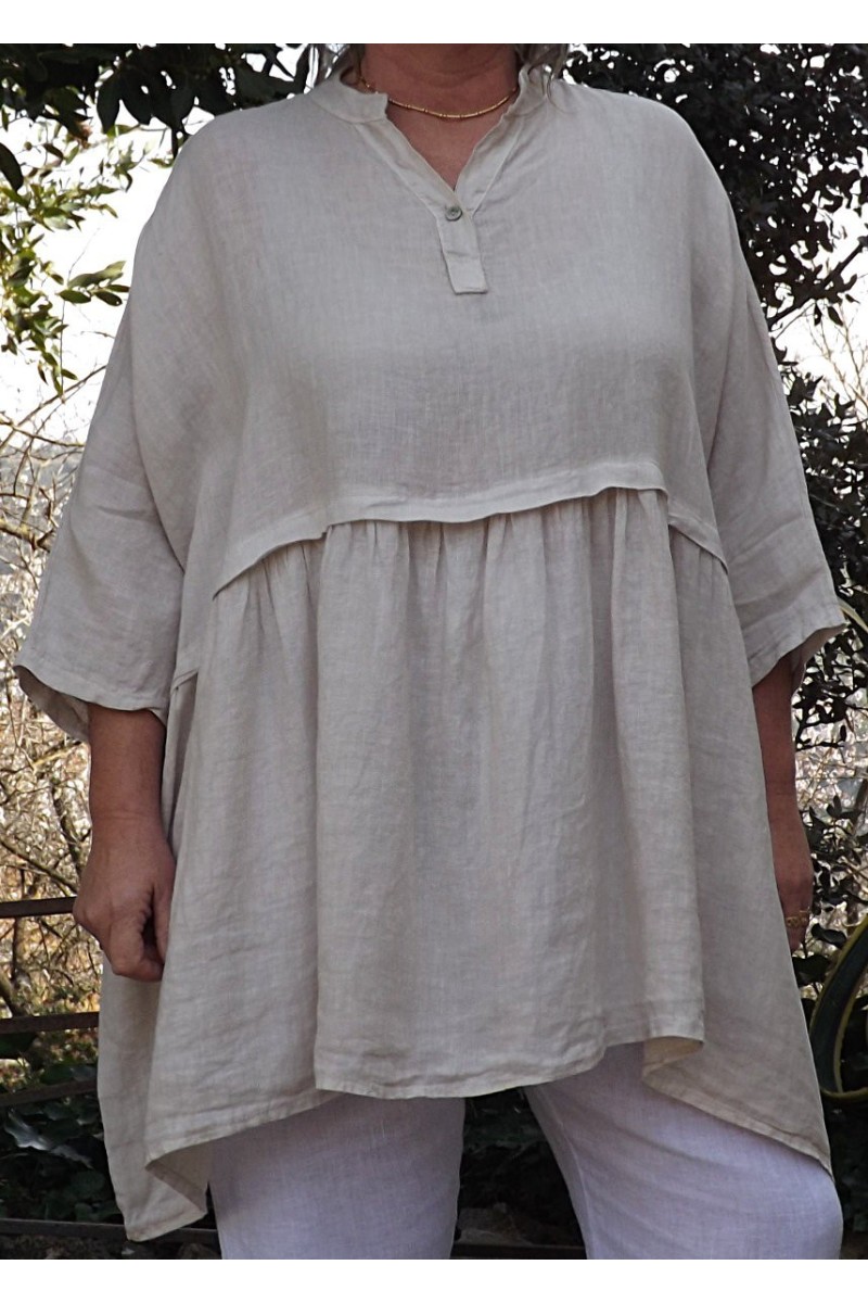Tunique lin femme grande taille lin naturel