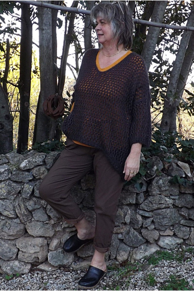 Pull mohair femme over size grande taille choco - doux et confortable