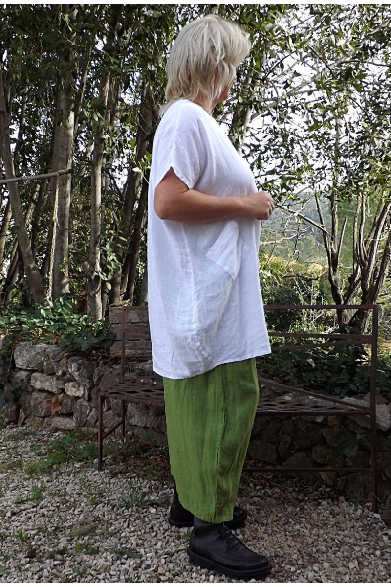 Tunique lin blanc grande taille pour femme.