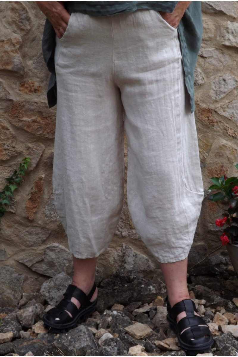 Pantalon en lin beige